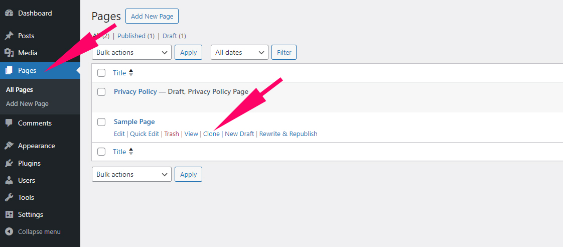 How To Duplicate A Page In Wordpress Space